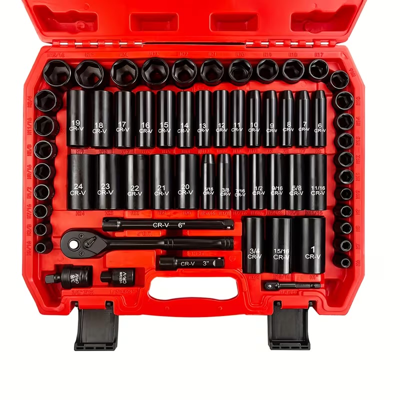 19 Piece 3/8″ Drive Extra Long Hex Bit Socket Set – Metric & SAE ...